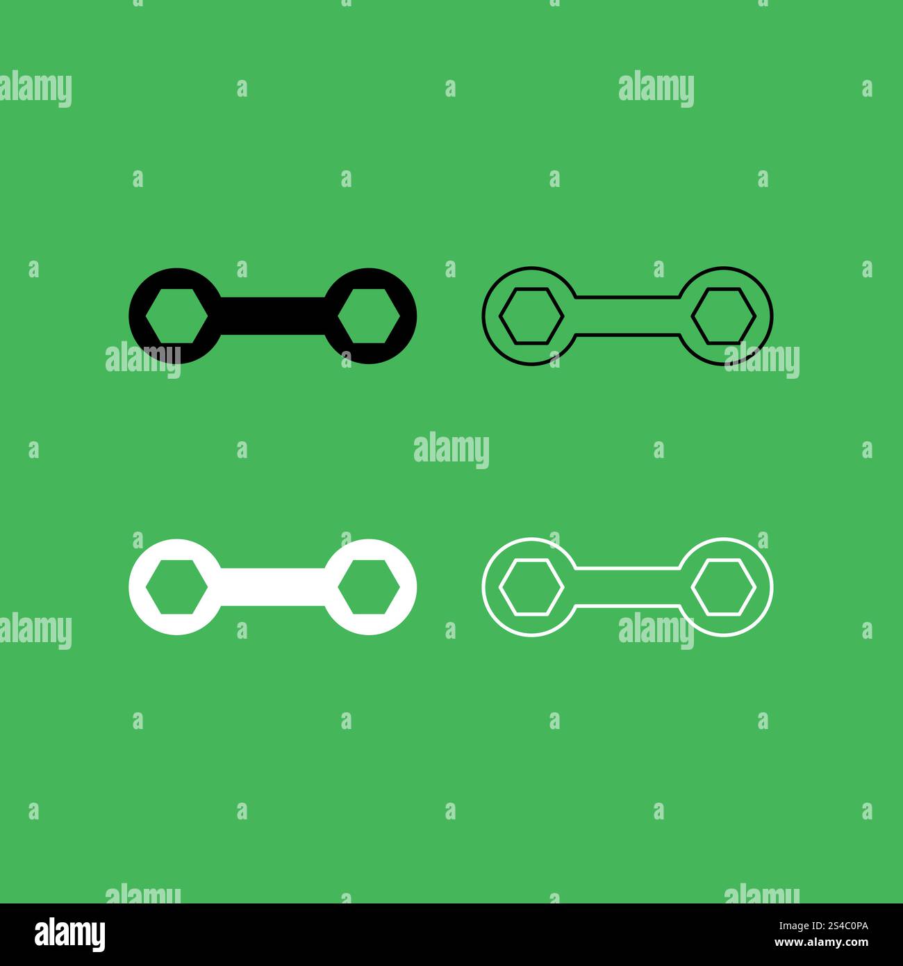 Spanner icon Black and white color set . Spanner icon . Black and white ...