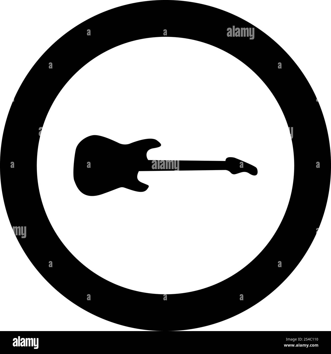 Electric guitar black icon in circle vector illustration isolated Stock ...