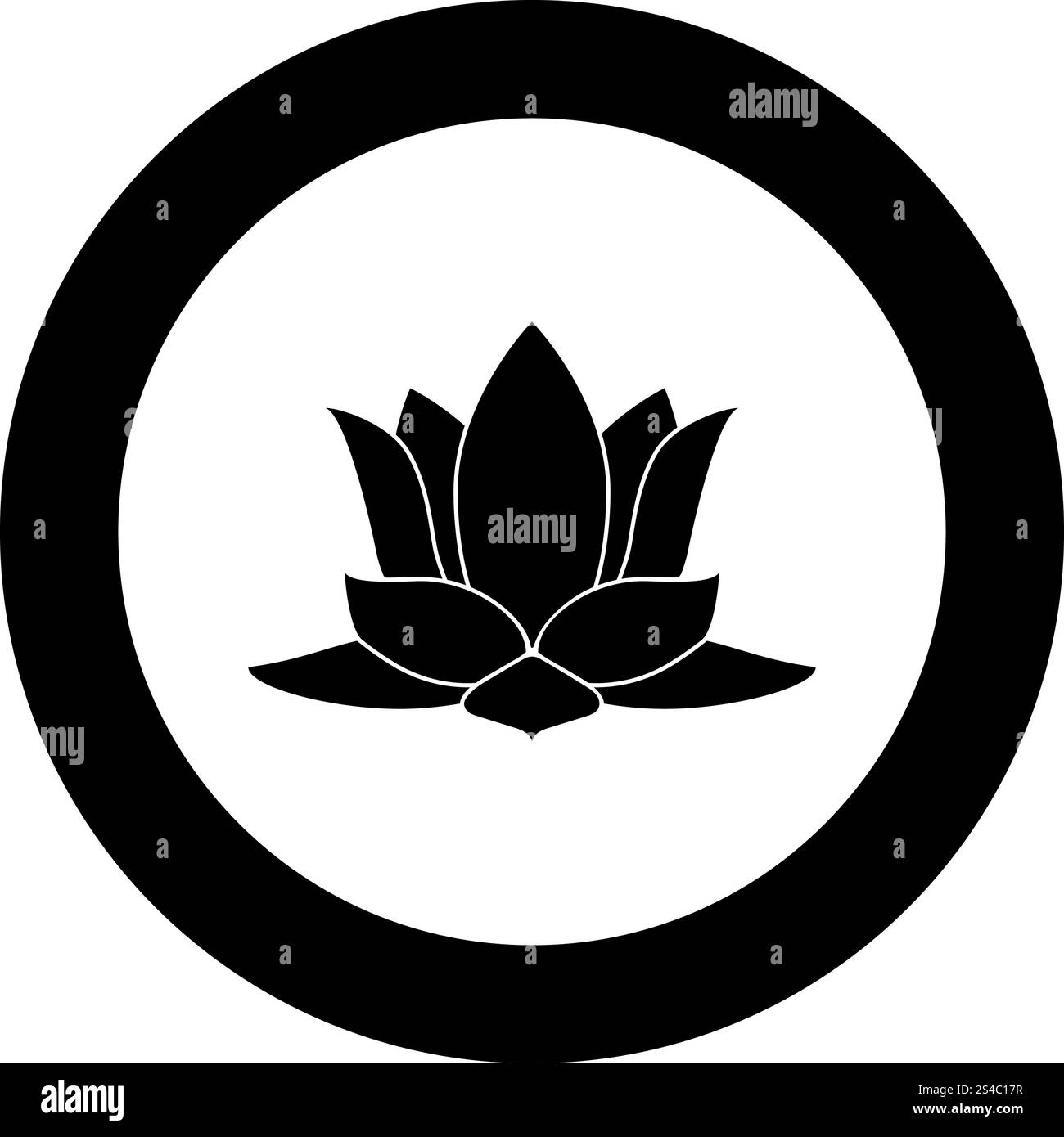 Lotus flower icon black color in circle. Lotus flower icon black color ...