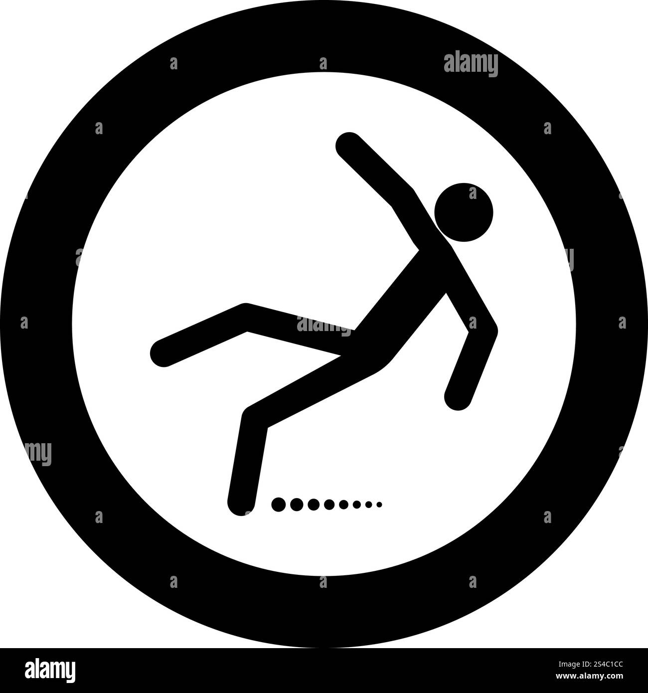 Man slip fall icon black color in circle vector illustration isolated ...