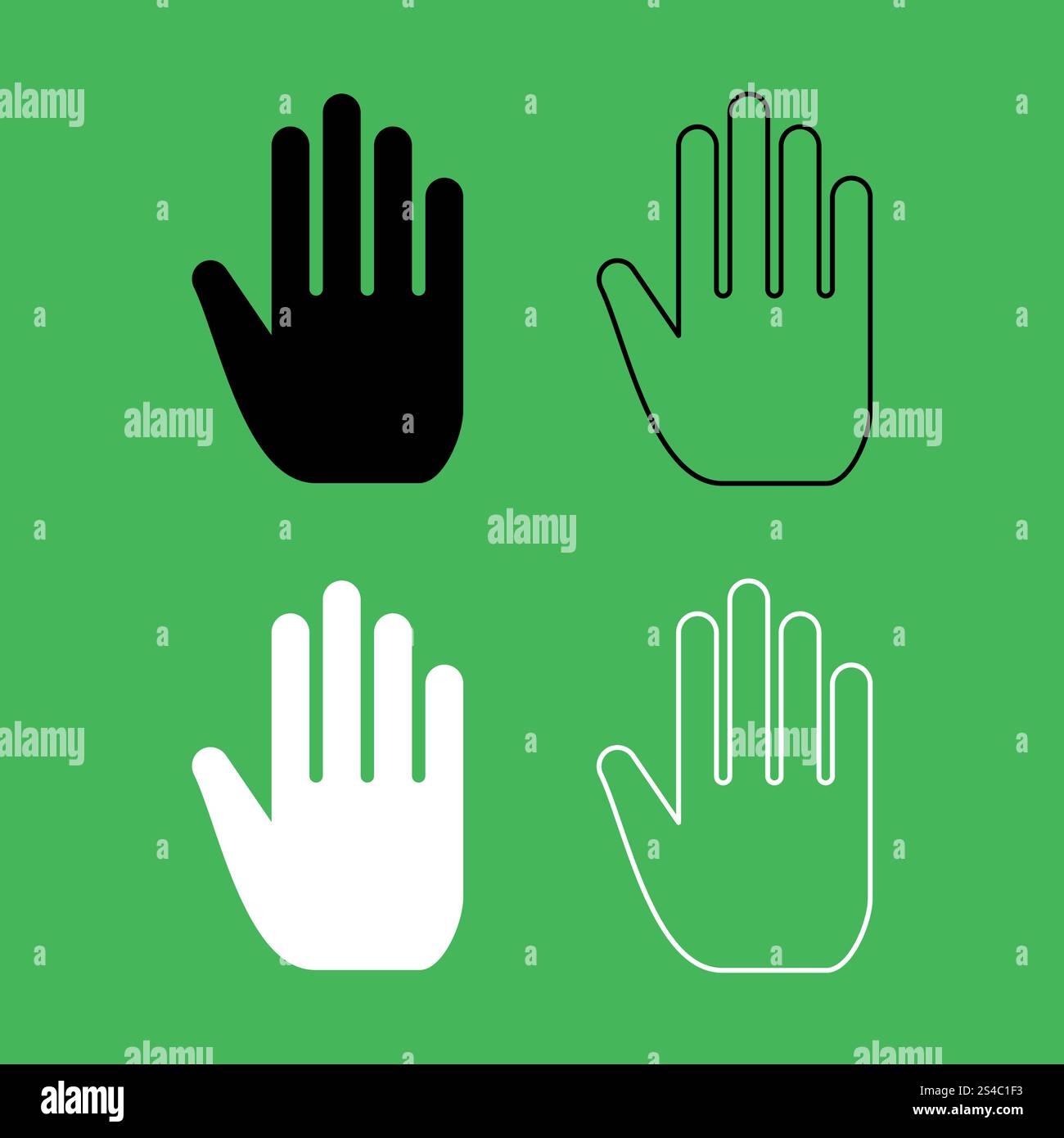 Open human hand icon Black and white color set . Open human hand icon ...