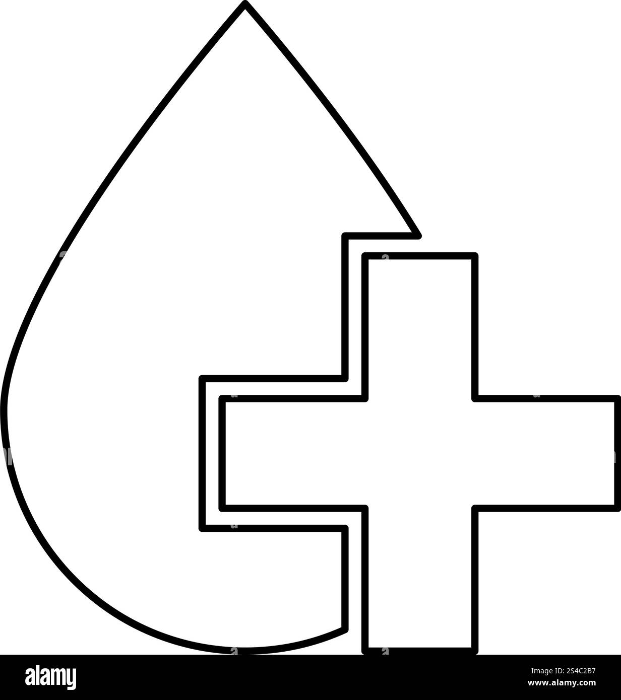 Drop and cross icon black color vector illustration flat style outline ...