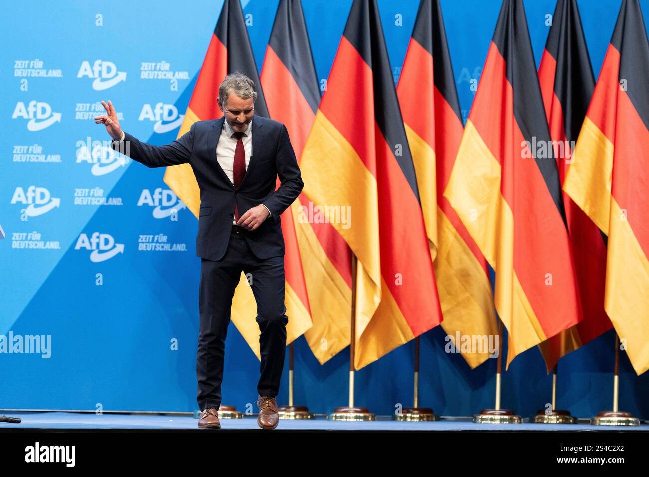 11 January 2025, Saxony, Riesa: Björn Höcke (AfD), leader of the ...
