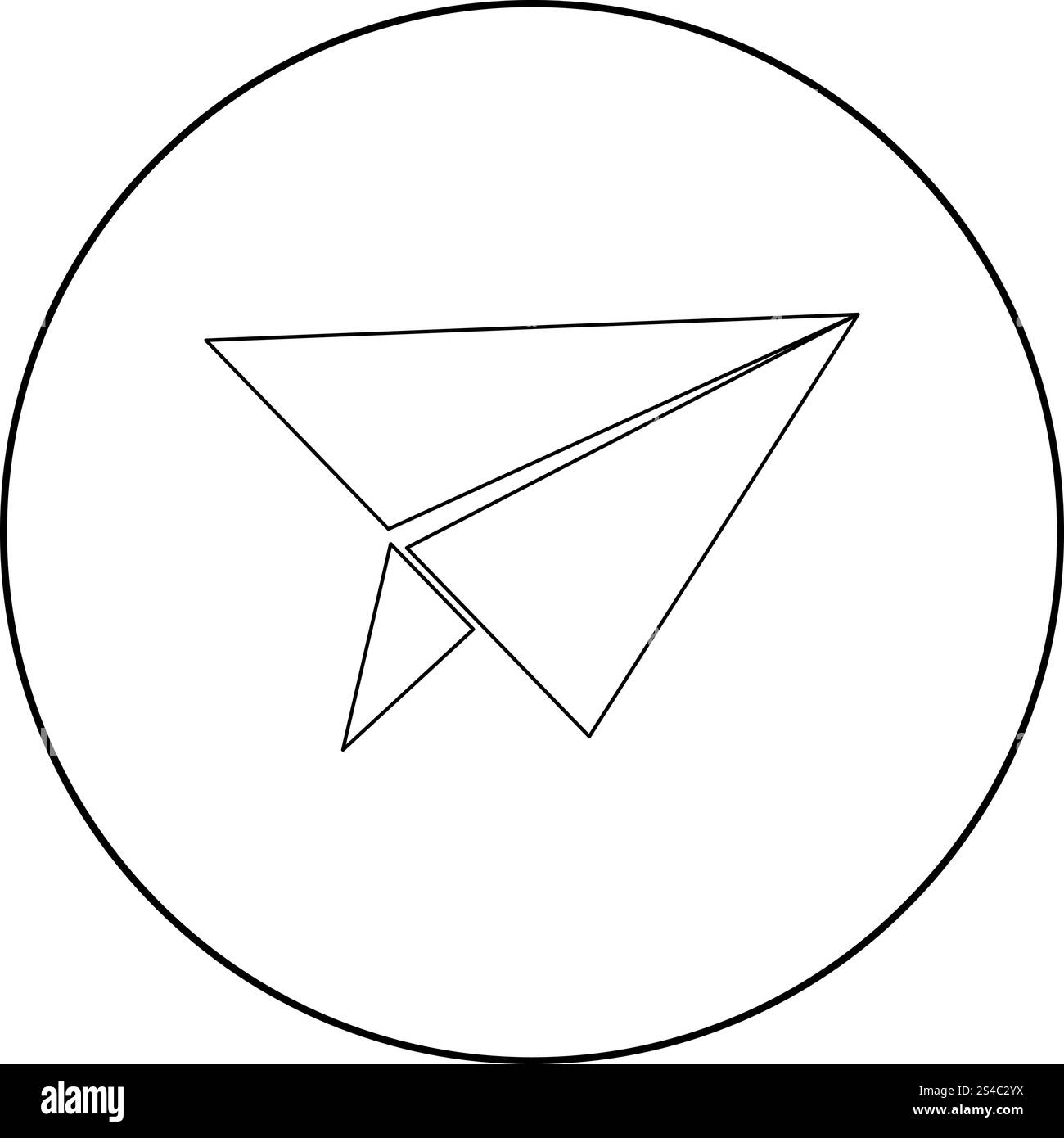 Paper airplane icon black color in circle or round vector illustration ...
