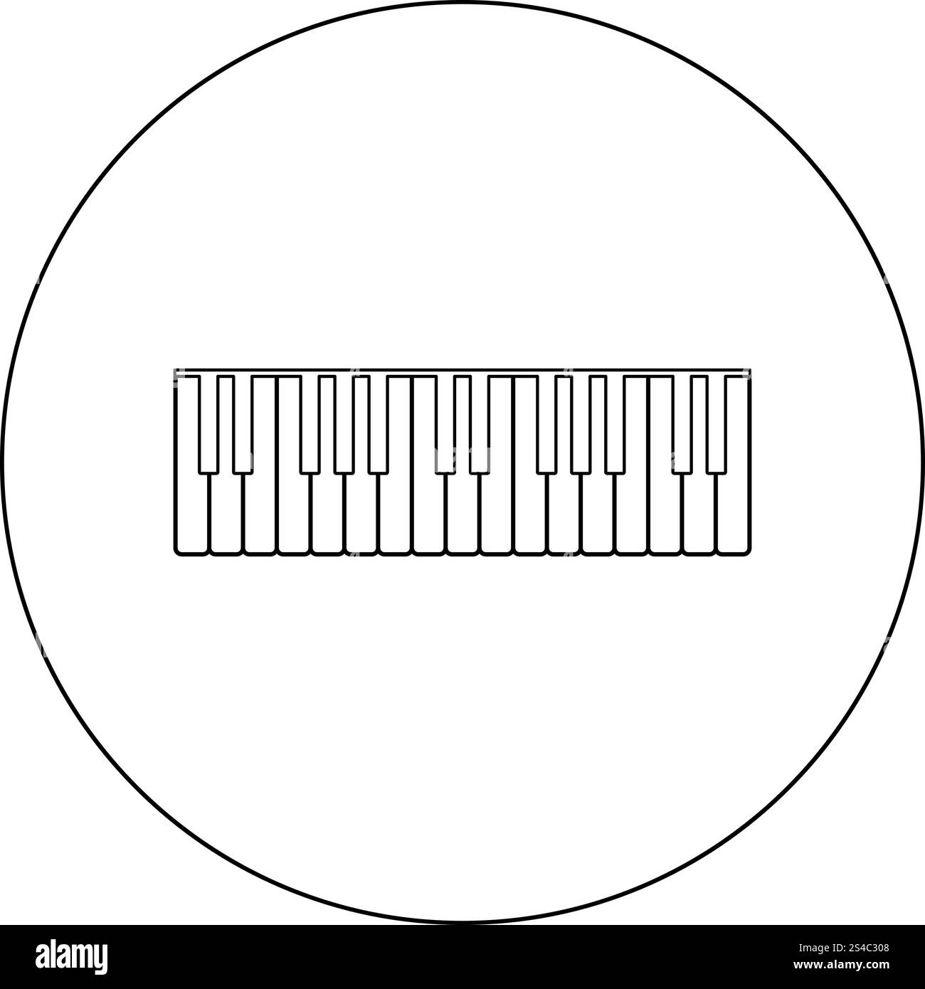 Piano keys icon outline black color in circle vector illustration Stock ...