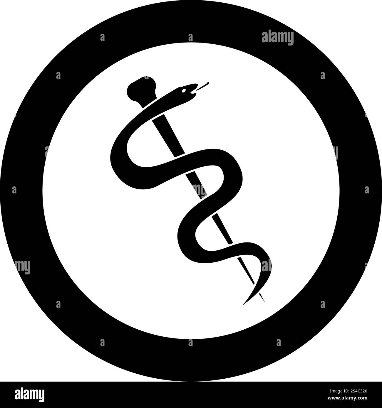 Caduceus or staff of Asclepius symbol icon black color vector ...