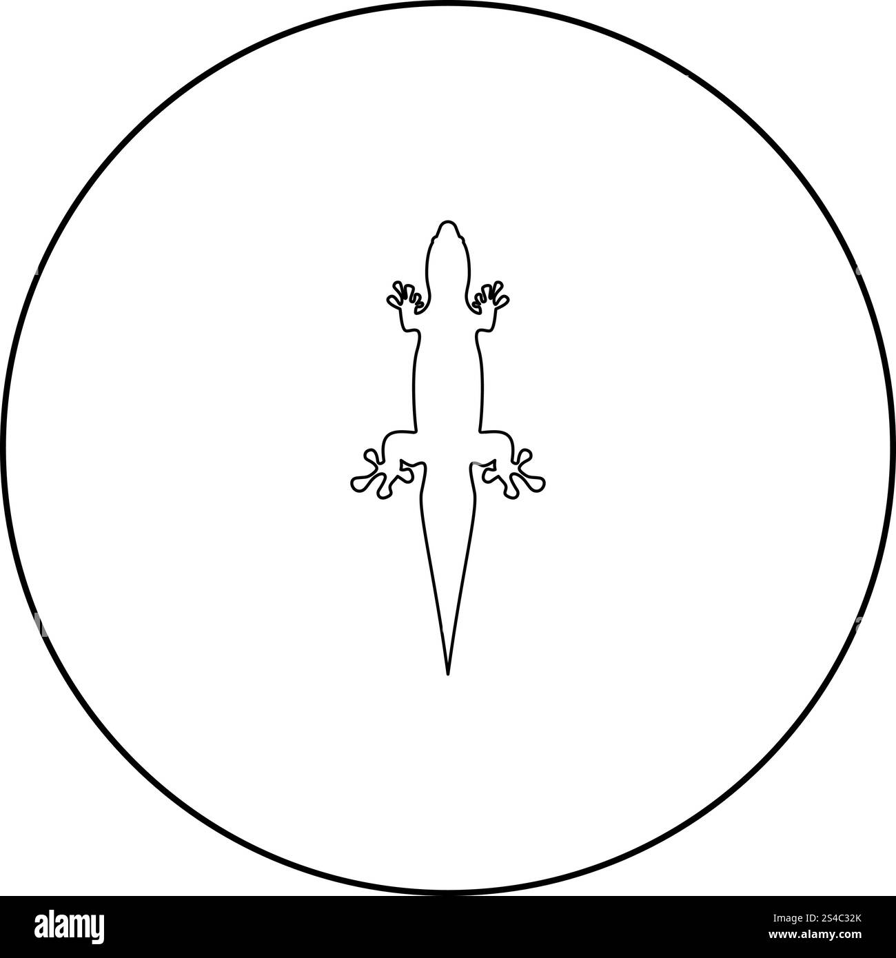 Lizard icon black color in circle or round vector illustration Stock ...