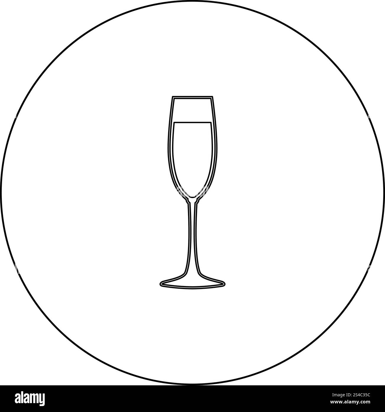 Glass of champagne icon black color in circle outline vector ...
