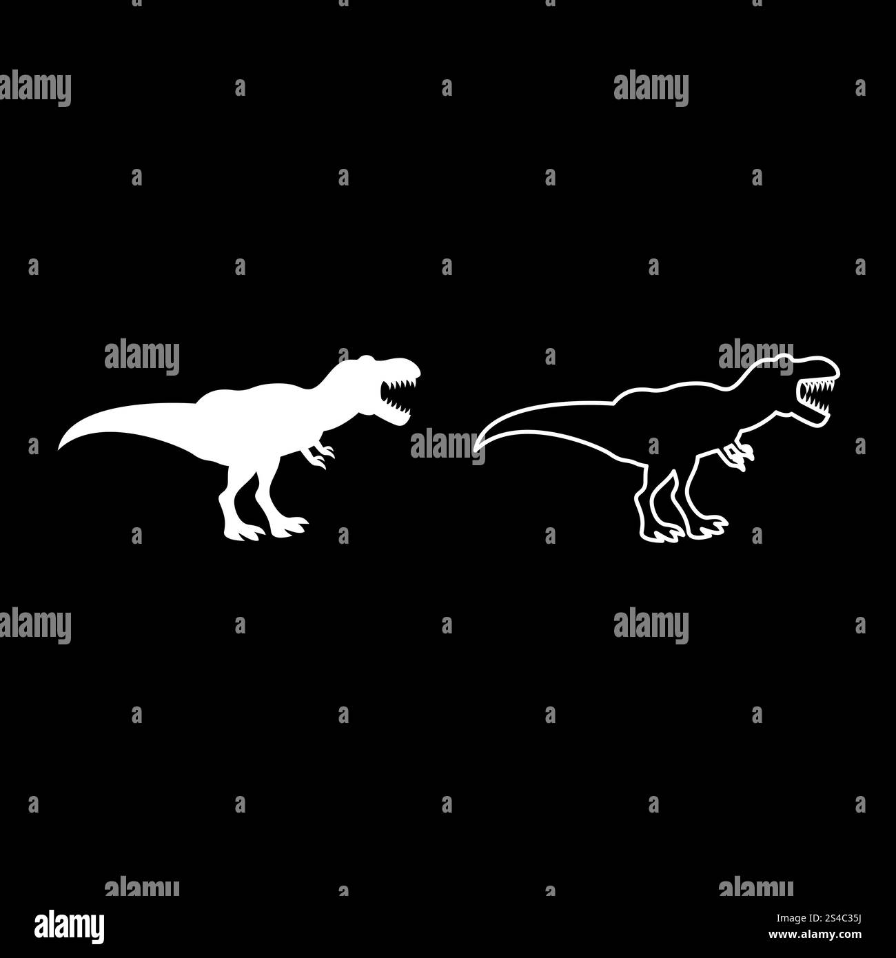 Dinosaur tyrannosaurus t rex icon set white color vector illustration ...