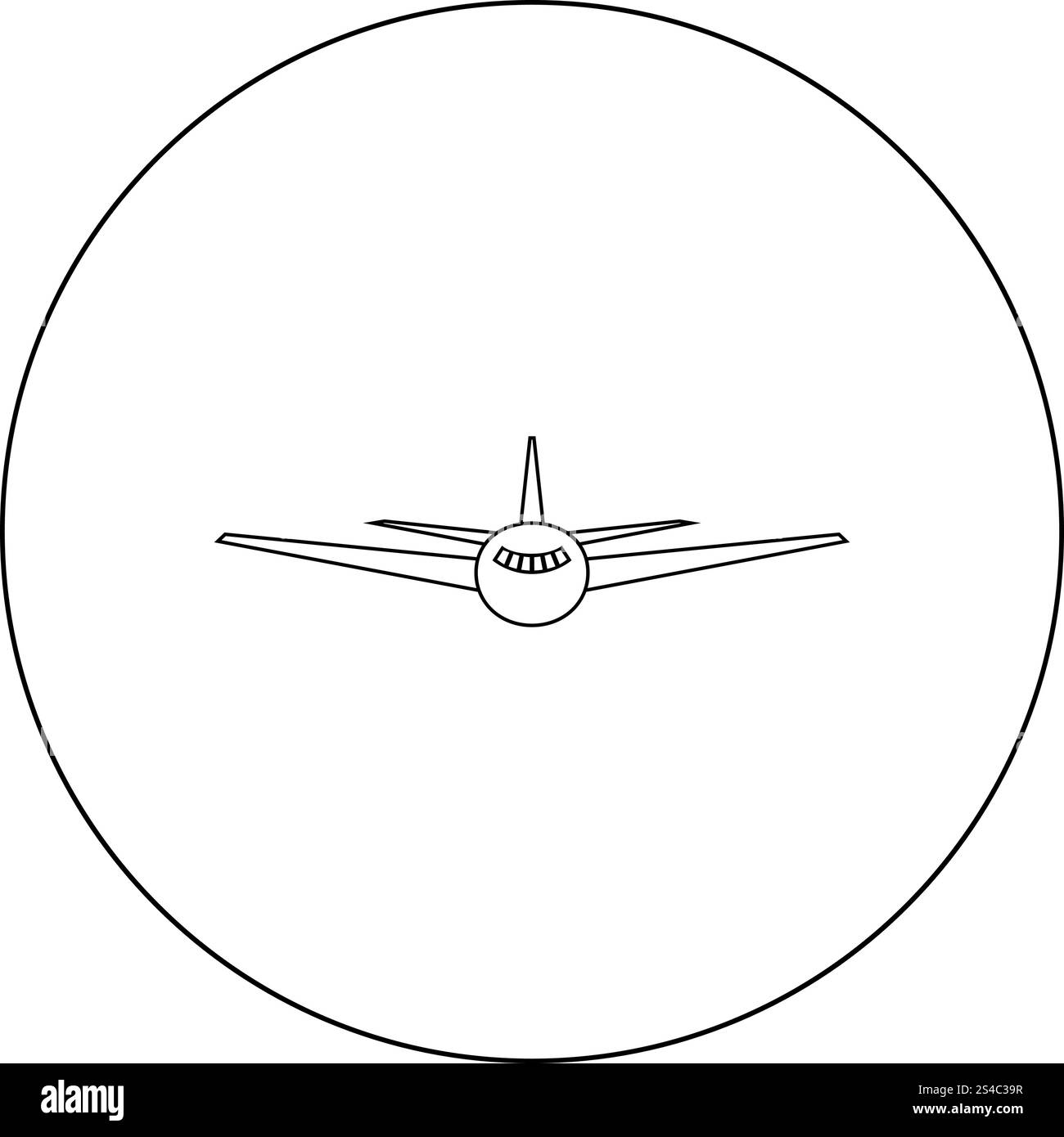 Airplane icon black color in circle or round vector illustration Stock ...