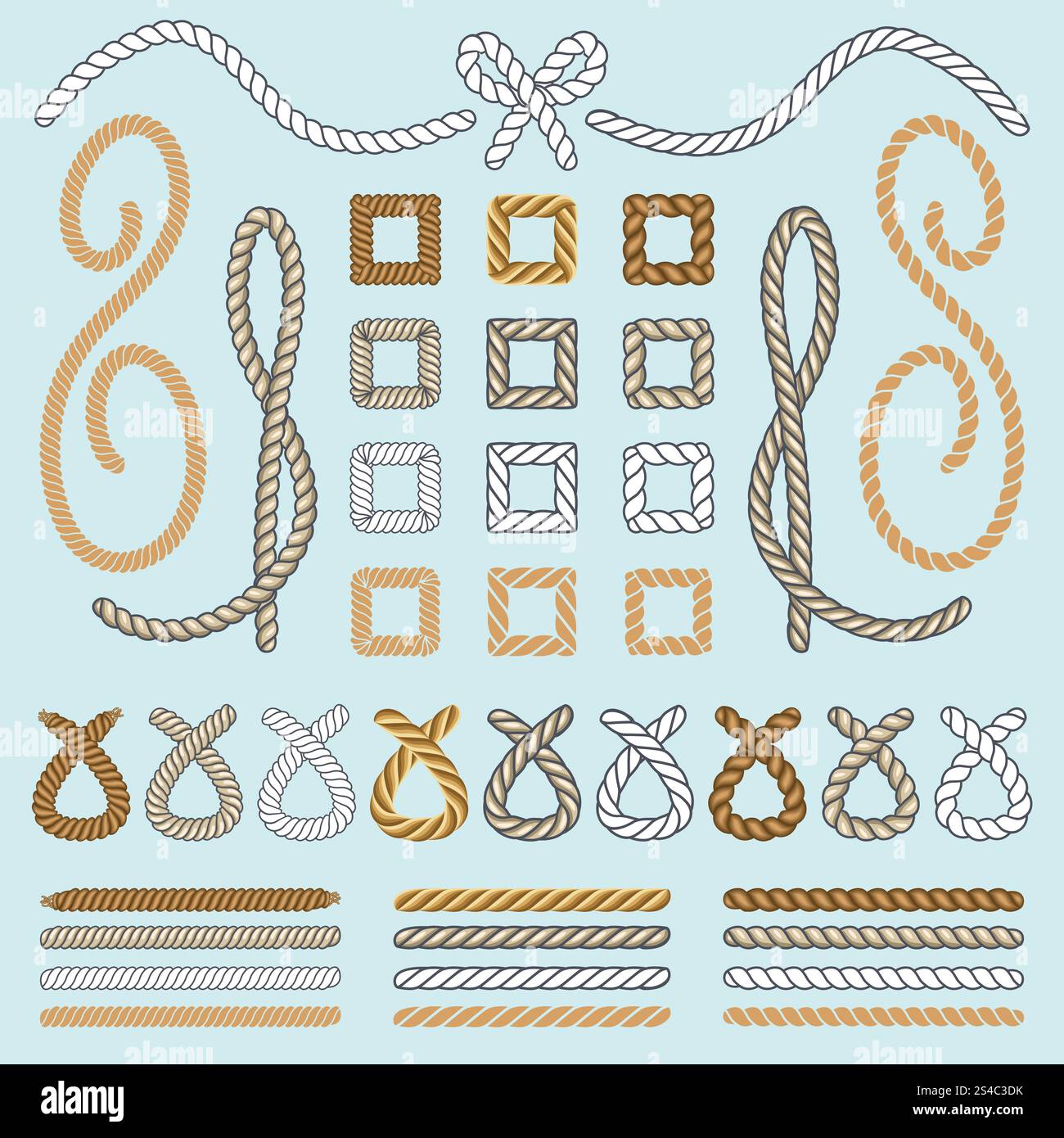 Rope brushes vector. Rope brushes vector set. Seamless rope brush ...
