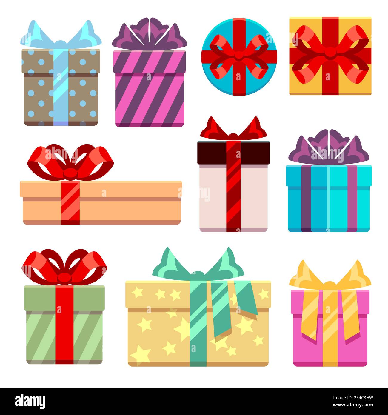 Gift boxes flat icons set. Gift boxes flat icons set. Gift box package ...