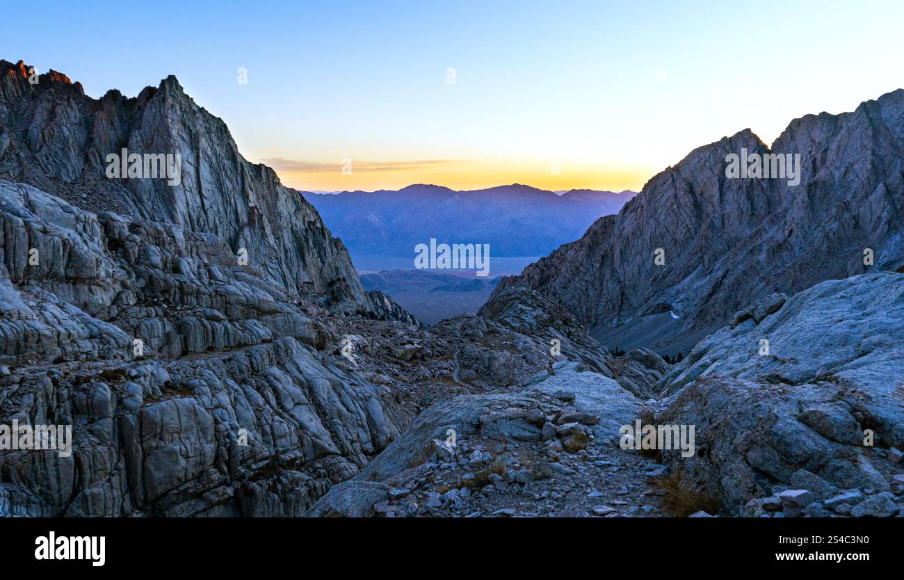 A breathtaking view from the Lone Pine Valley halfway up Mount Whitney ...
