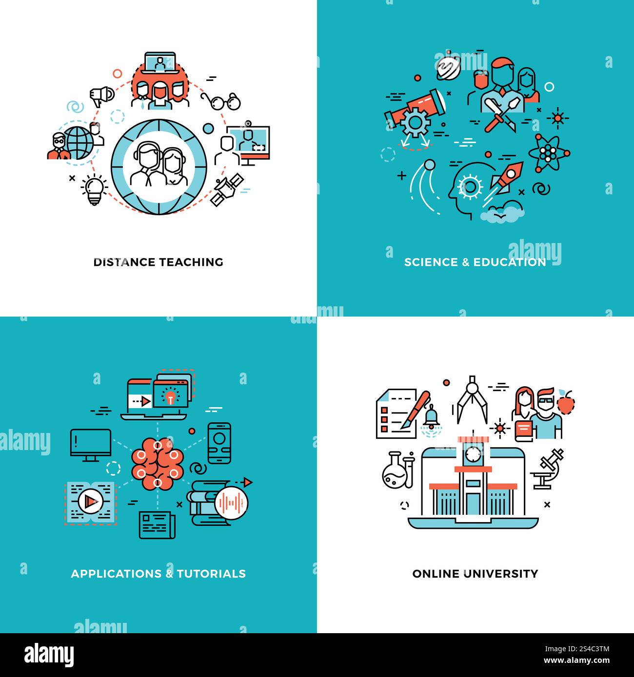 Online learning, tutorials and education vector concepts set. Online ...