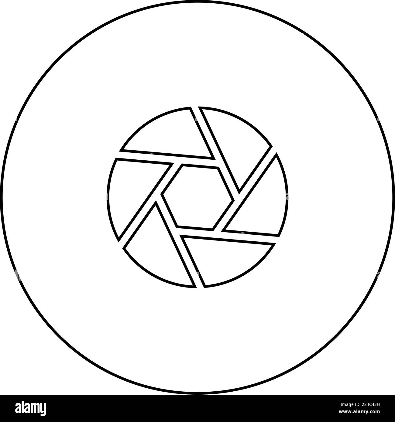 Camera lens shutter icon black color in circle outline vector ...