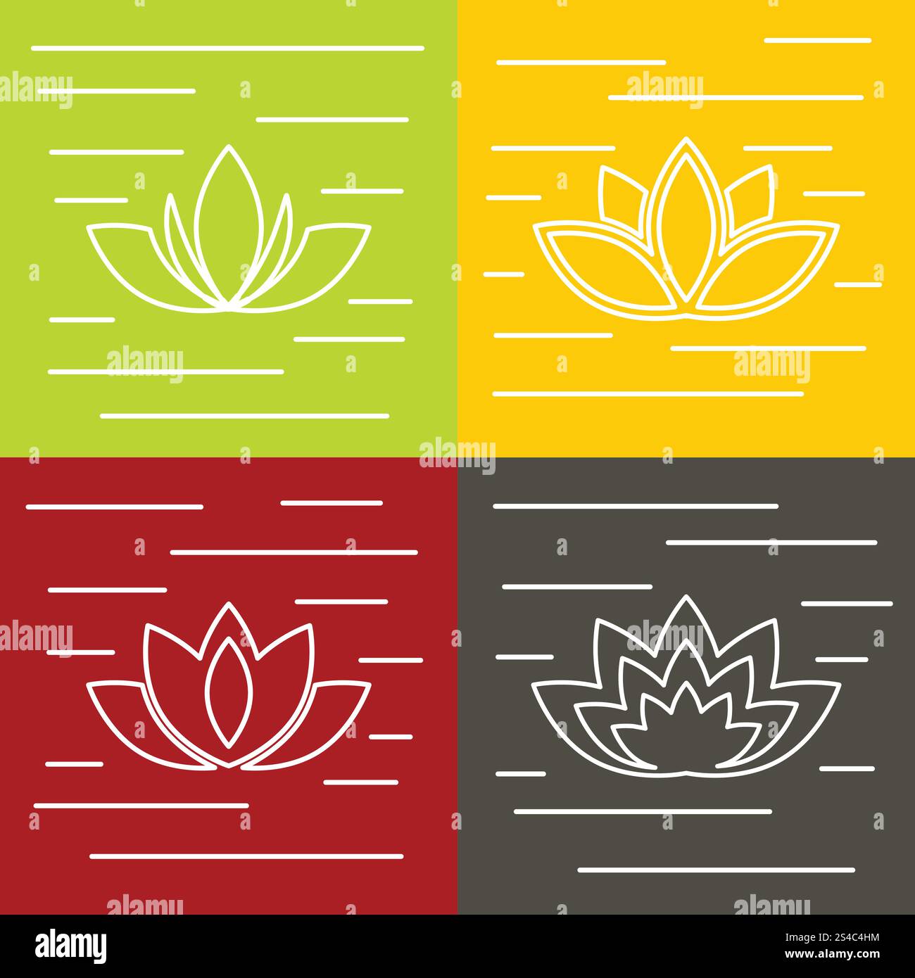 White flowers in line style on color background. White flowers in line ...