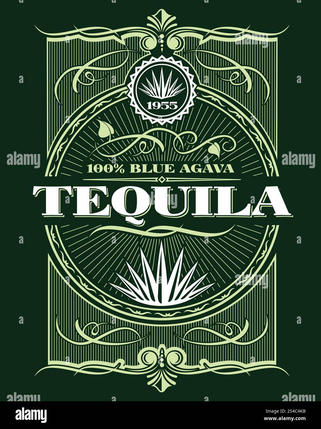 Vintage alcohol tequila drink vector bottle label. Vintage alcohol ...