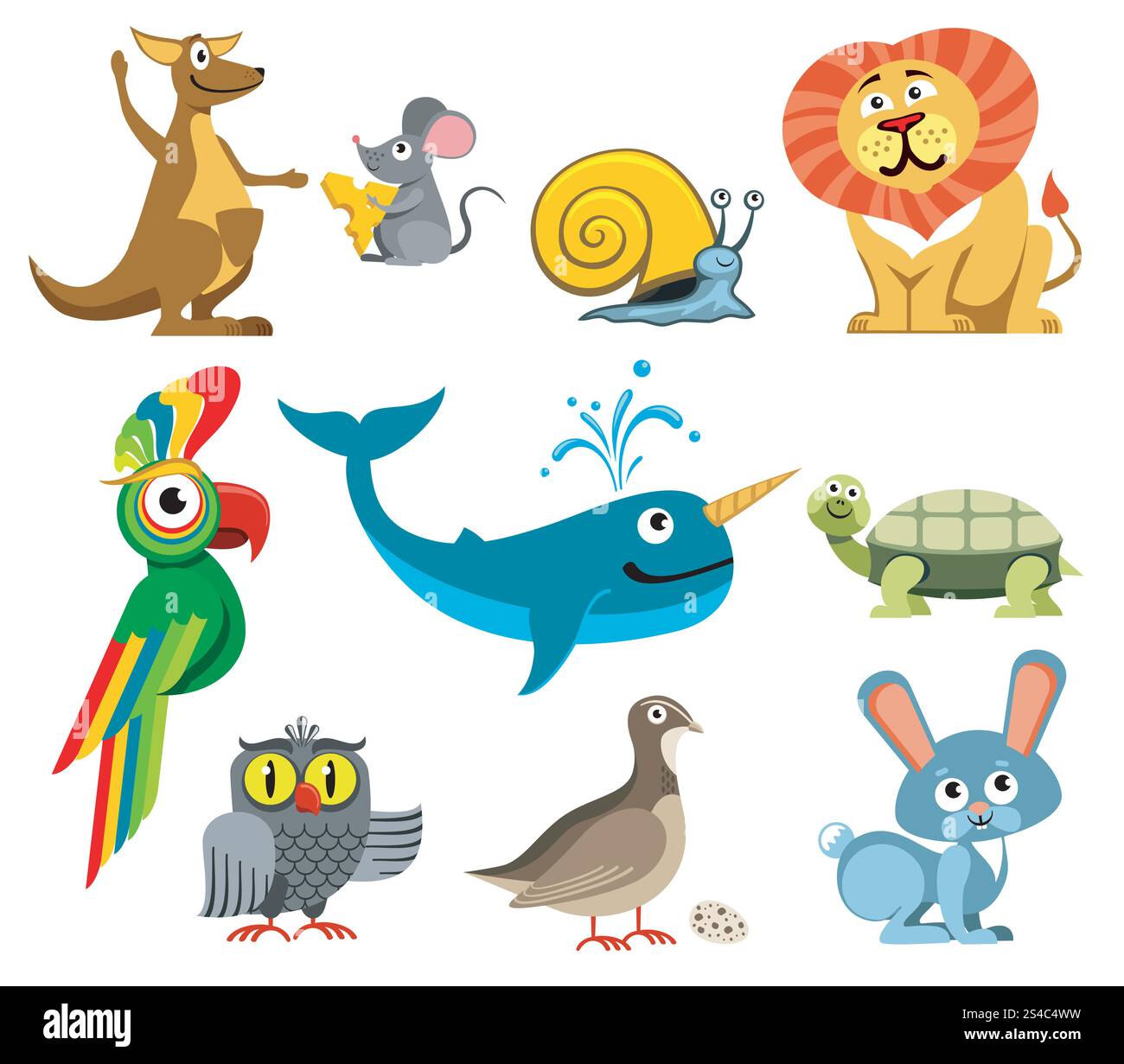 Cute animals vector set in cartoon style. Cute animals vector set in ...