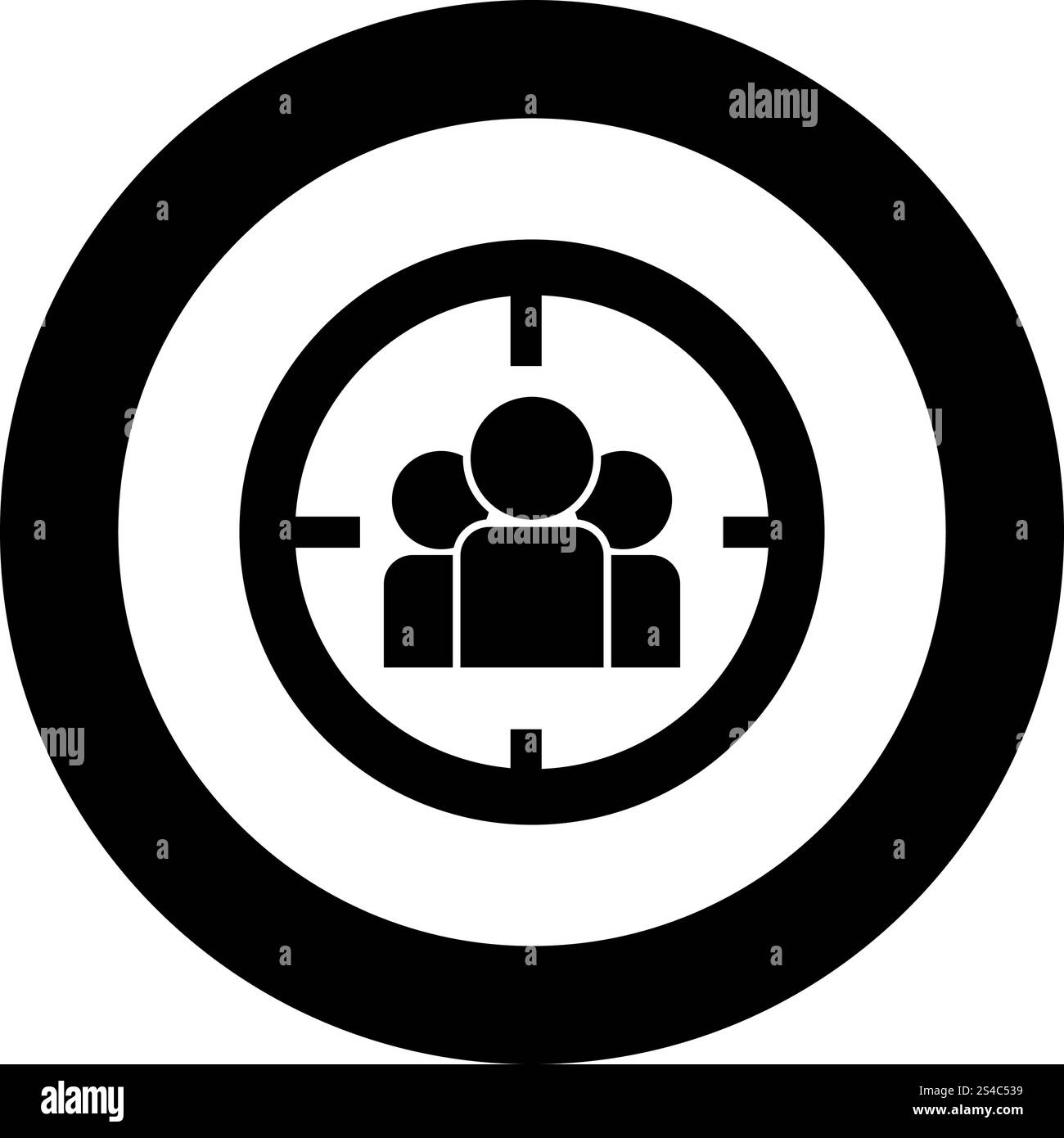 People in target or target audience icon black color in circle round ...