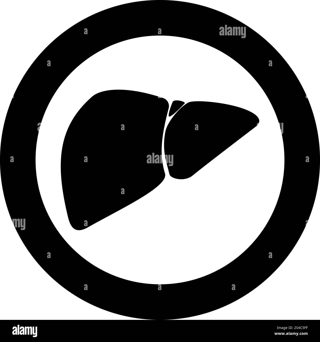 Liver the black color icon in circle or round vector illustration Stock ...