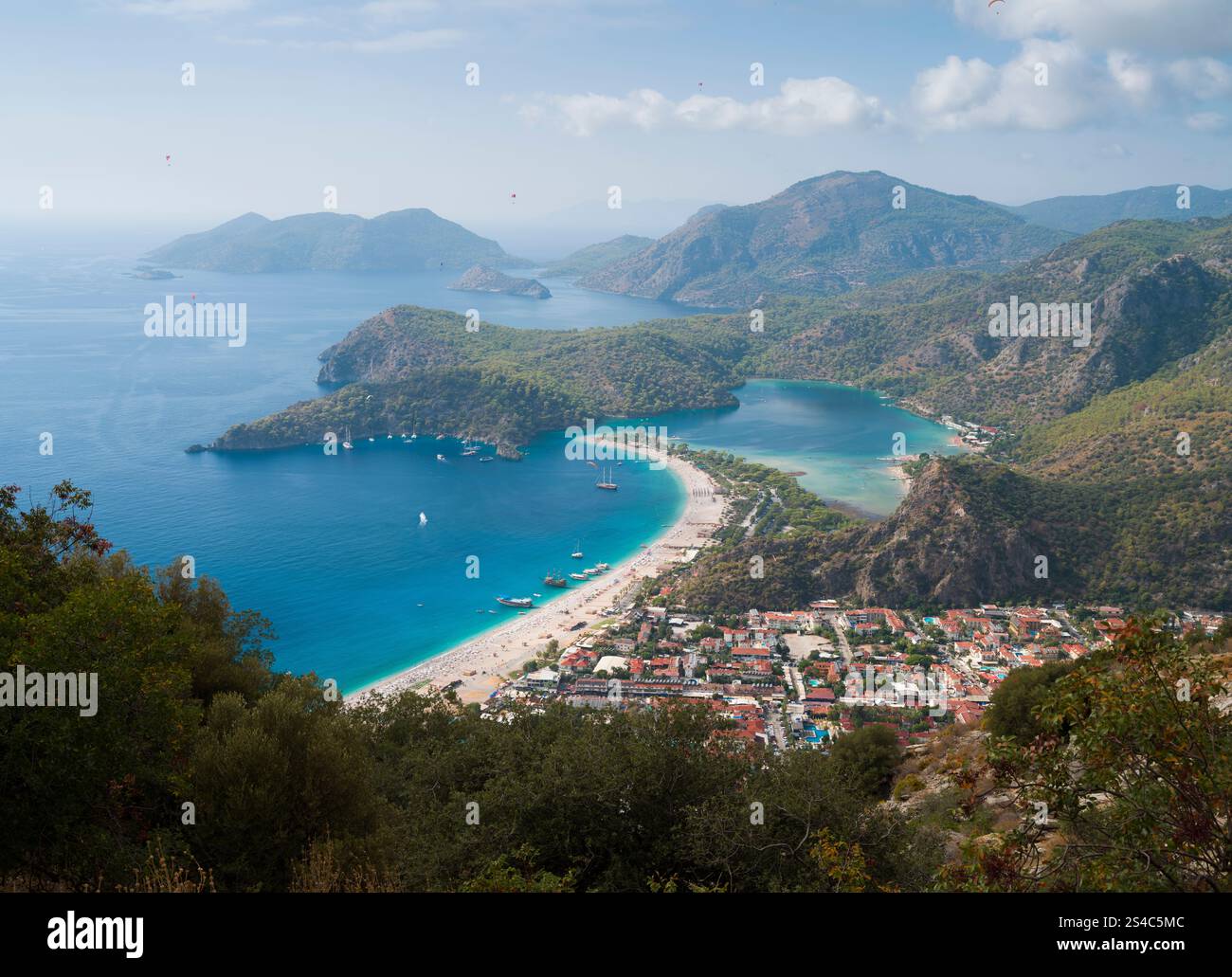 View of the Blue Lagoon Oludeniz from the Montana observation hill ...
