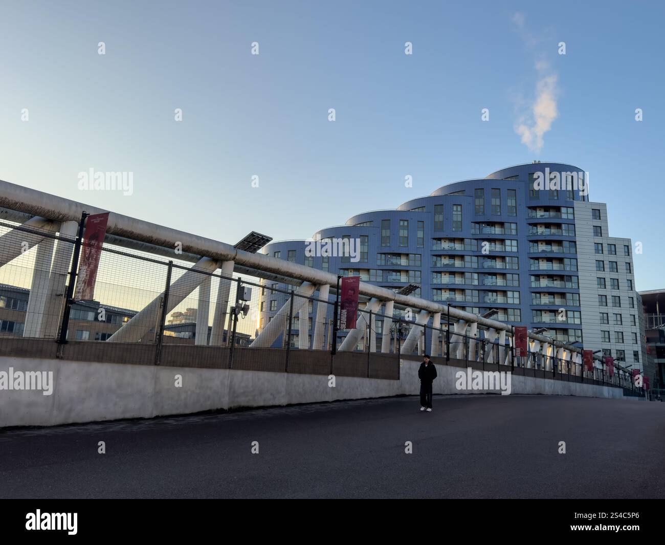 The Danny Fiszman Bridge over the railway line that crosses below the ...