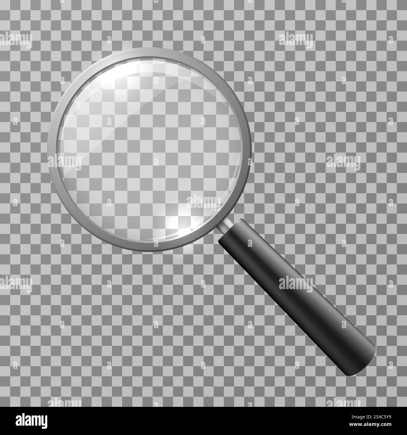 Realistic magnifying glass isolated on checkered background vector ...