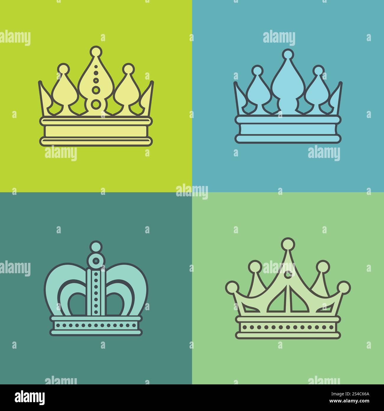 Light crown icons on color background. Light crown icons on color ...