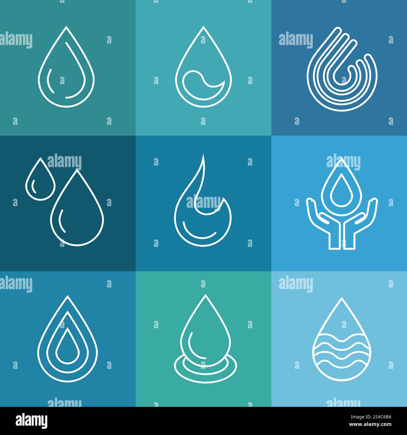 Water linear vector symbols. Water linear vector symbols. Drop water ...