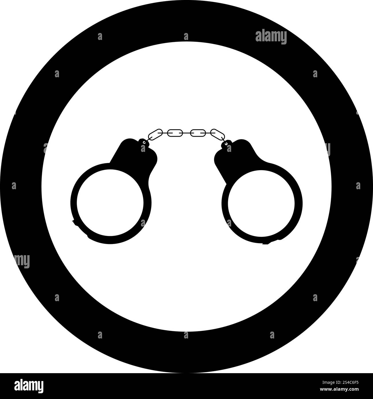 Handcuff icon black color in circle vector illustration Stock Vector ...