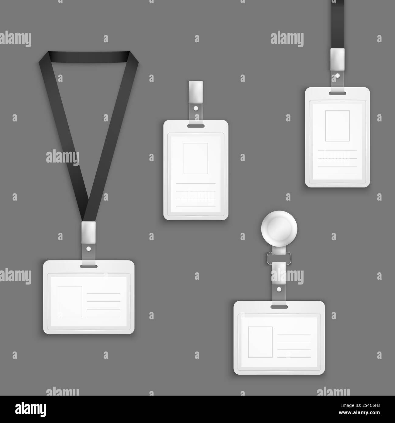 Identification white blank plastic id cards vector set. Identification ...