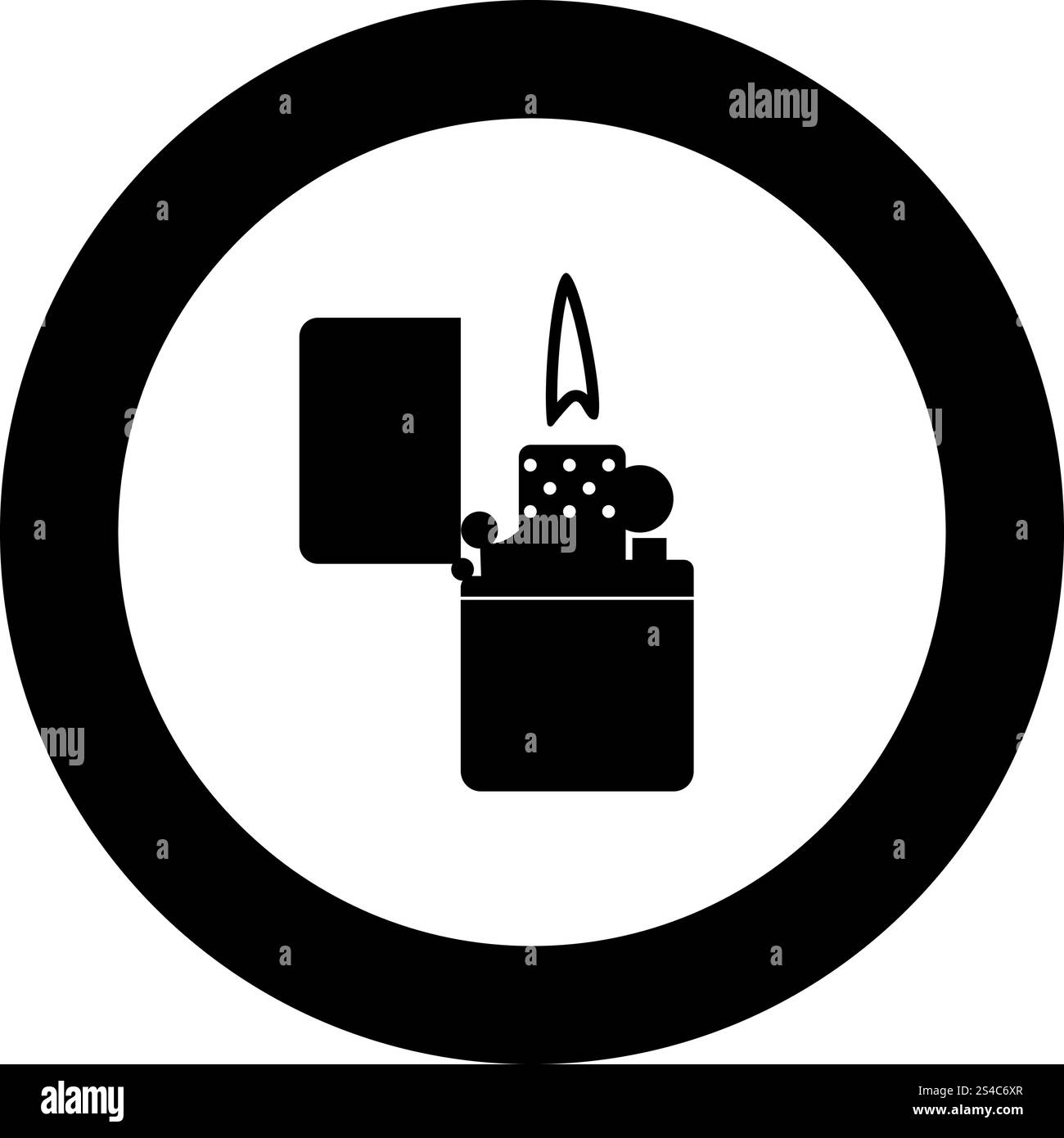 Cigarette lighter icon black color in circle vector illustration ...