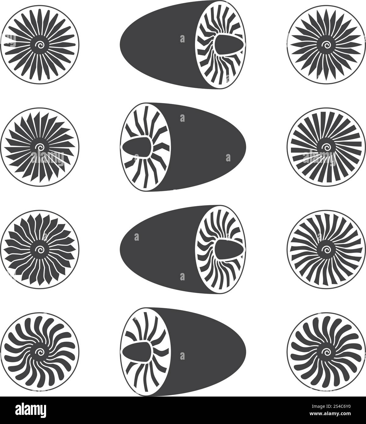 Aircraft jet engine and blades of turbine vector. Aircraft jet engine ...