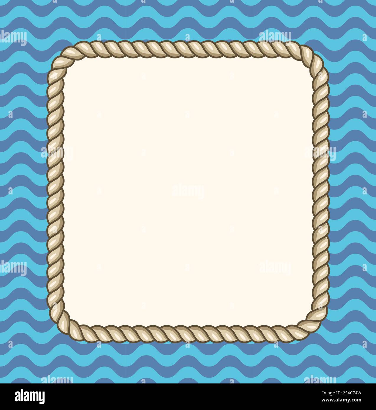 Sea waves background with a rope frame. Sea waves background with a ...