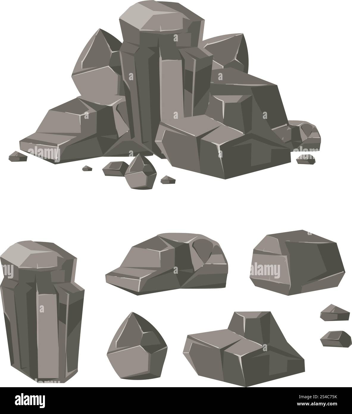 Cartoon rock boulder stone vector set. Cartoon rock boulder stone ...