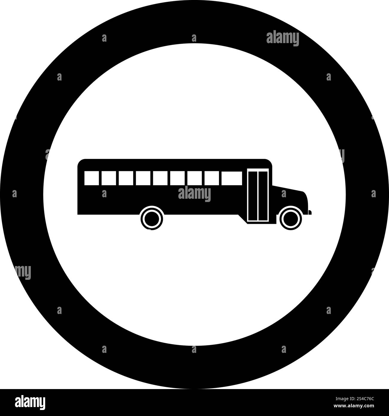 School bus black icon in circle vector illustration isolated Stock ...