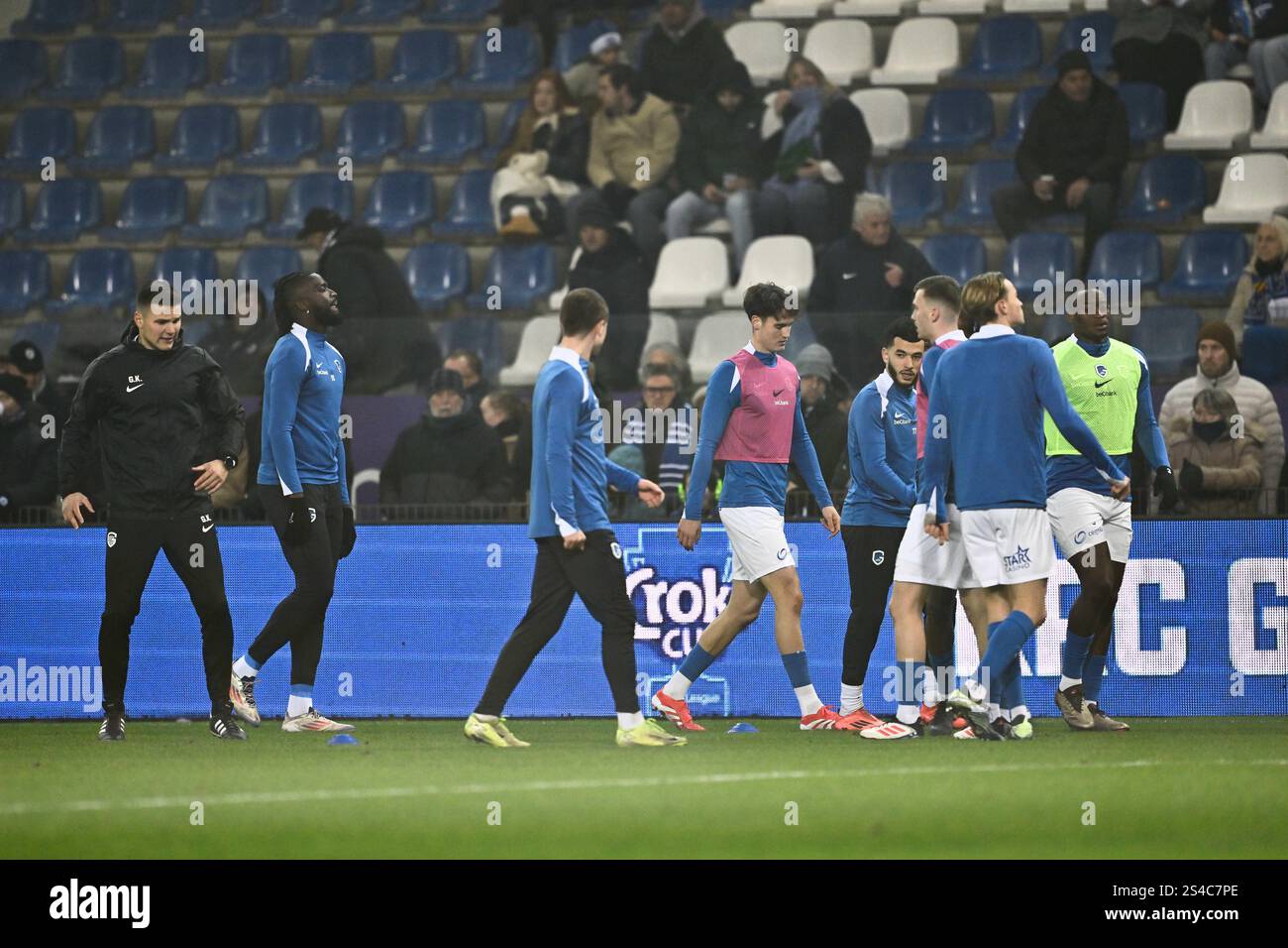 Genk, Belgium. 11th Jan, 2025. Genk's players pictured before a soccer ...