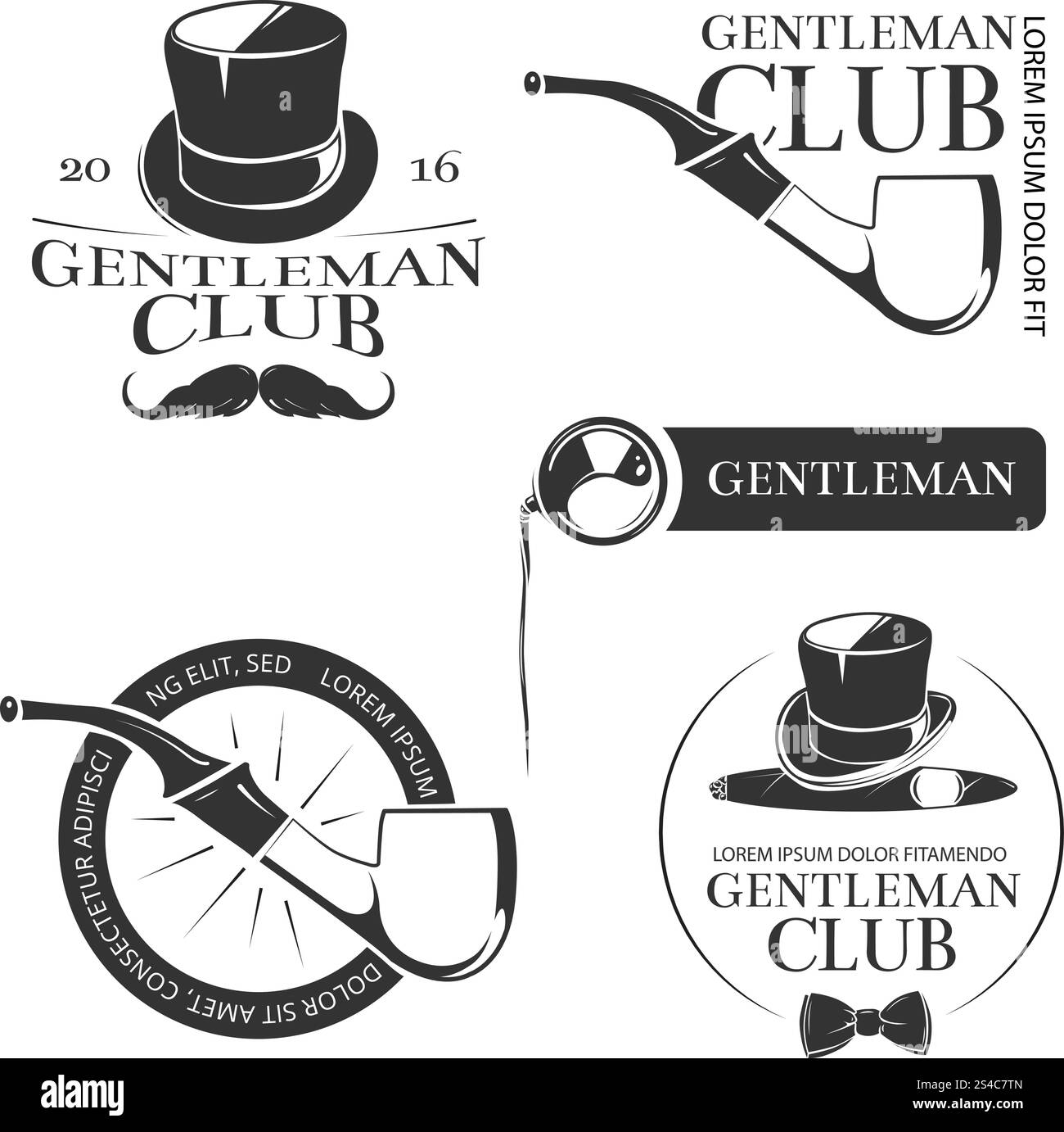 Retro gentleman club vector logos, emblems, labels, badges. Retro ...
