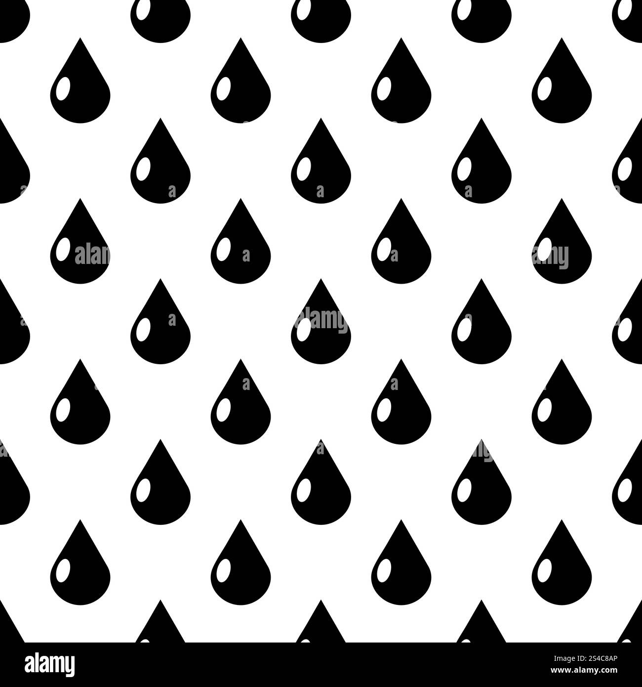 Black and white vector water drops seamless pattern. Black and white ...