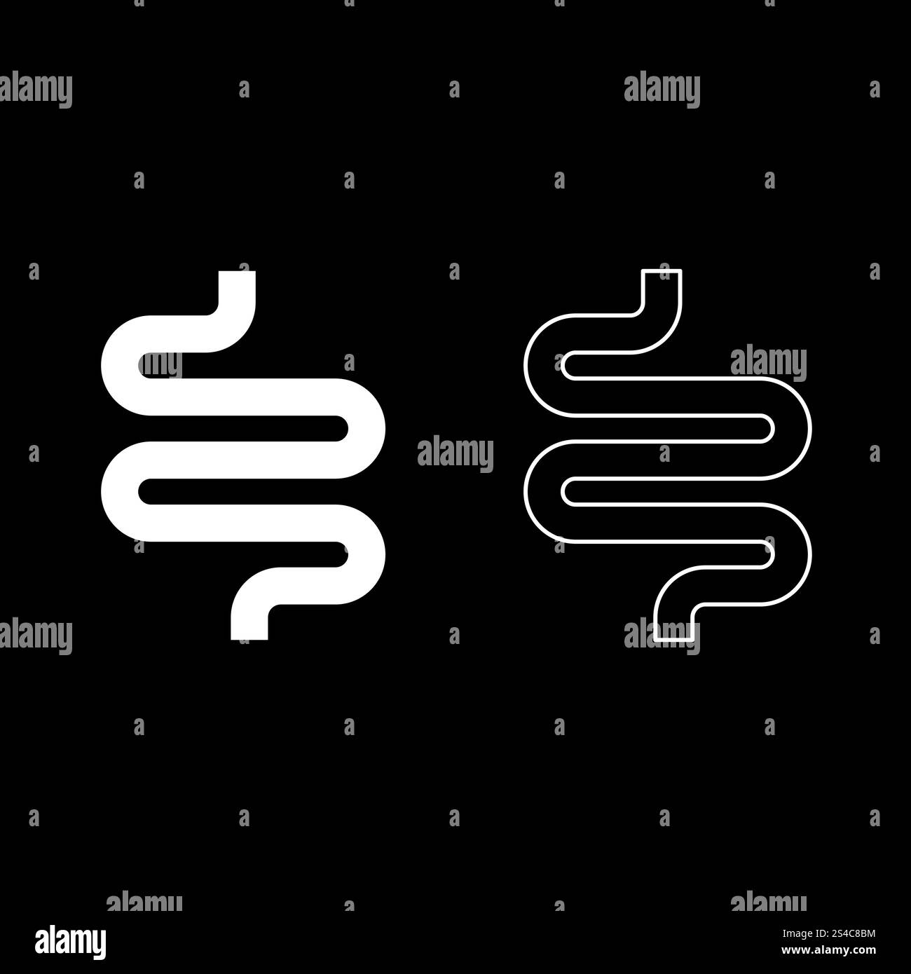 Intestine or bowels icon set white color vector illustration flat style ...