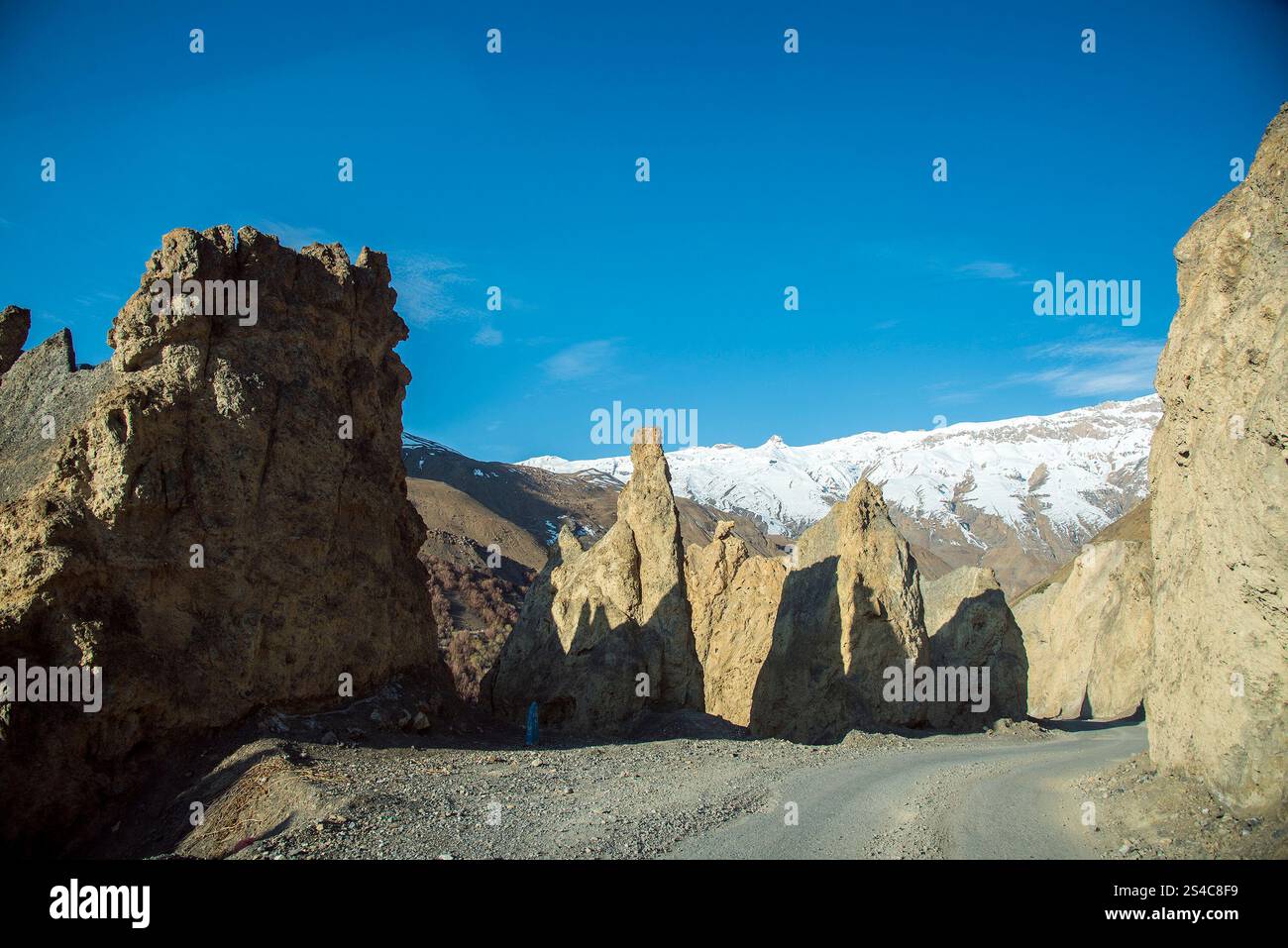 Beautiful view of Spiti valley arid landscape enroute Kaza, Himachal ...