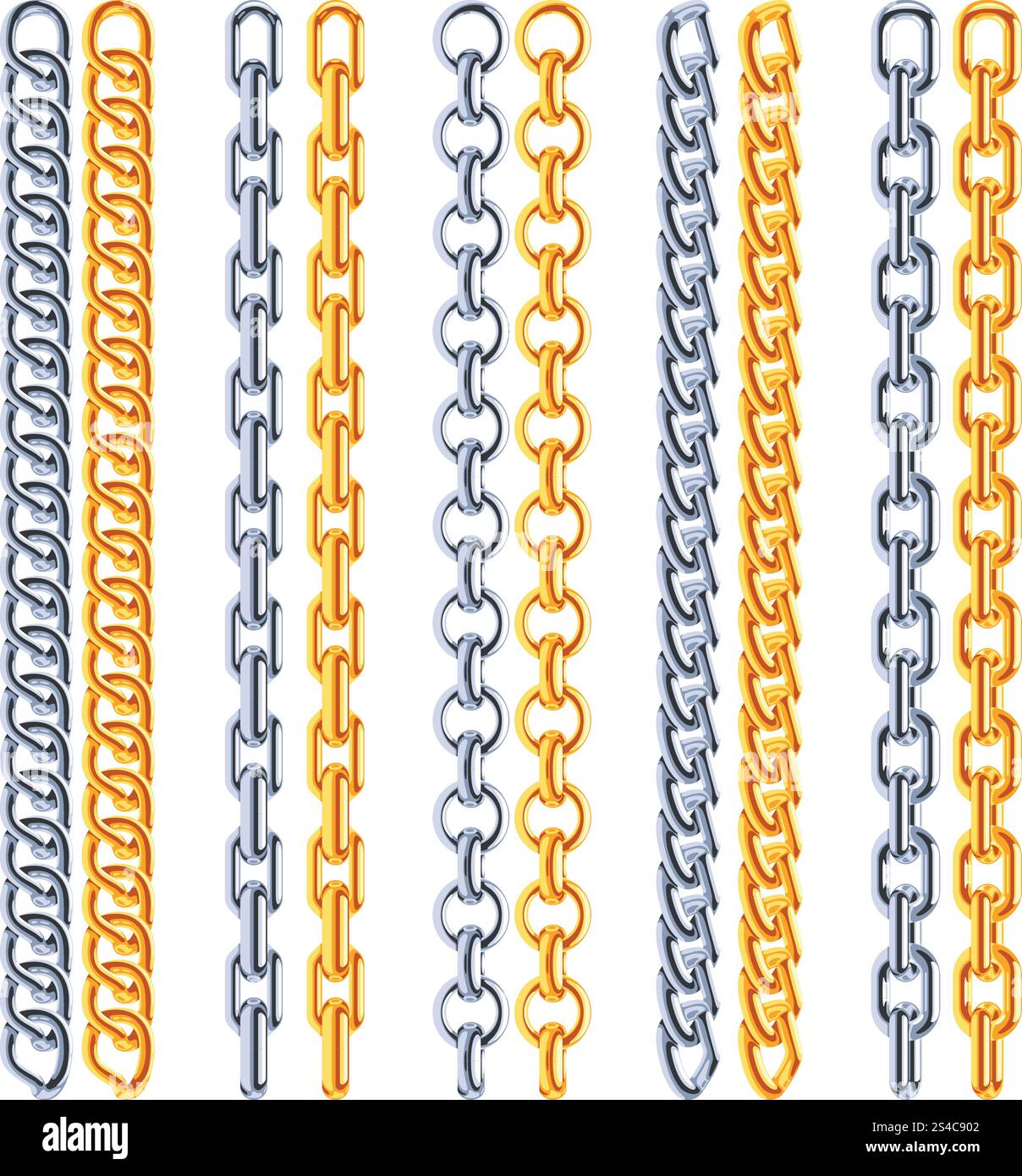 Realistic vector jewelry golden and silver chains. Realistic vector ...