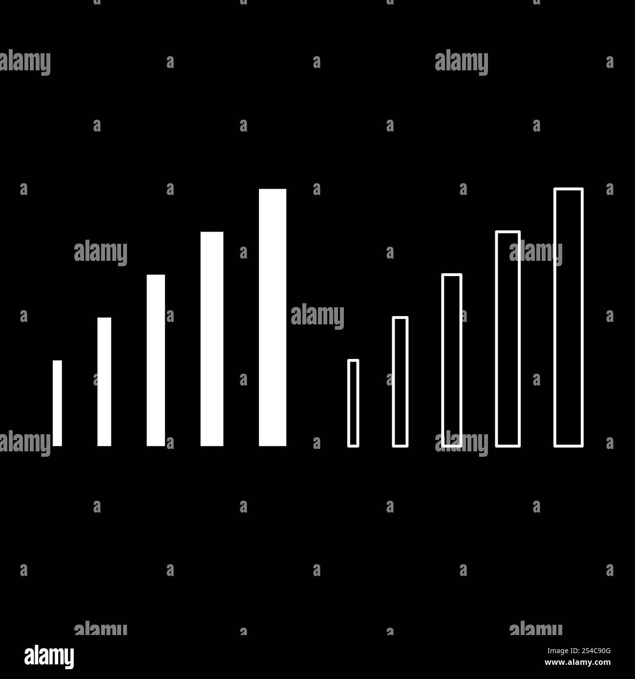 Growth chart icon set white color vector illustration flat style simple image outline Stock ...