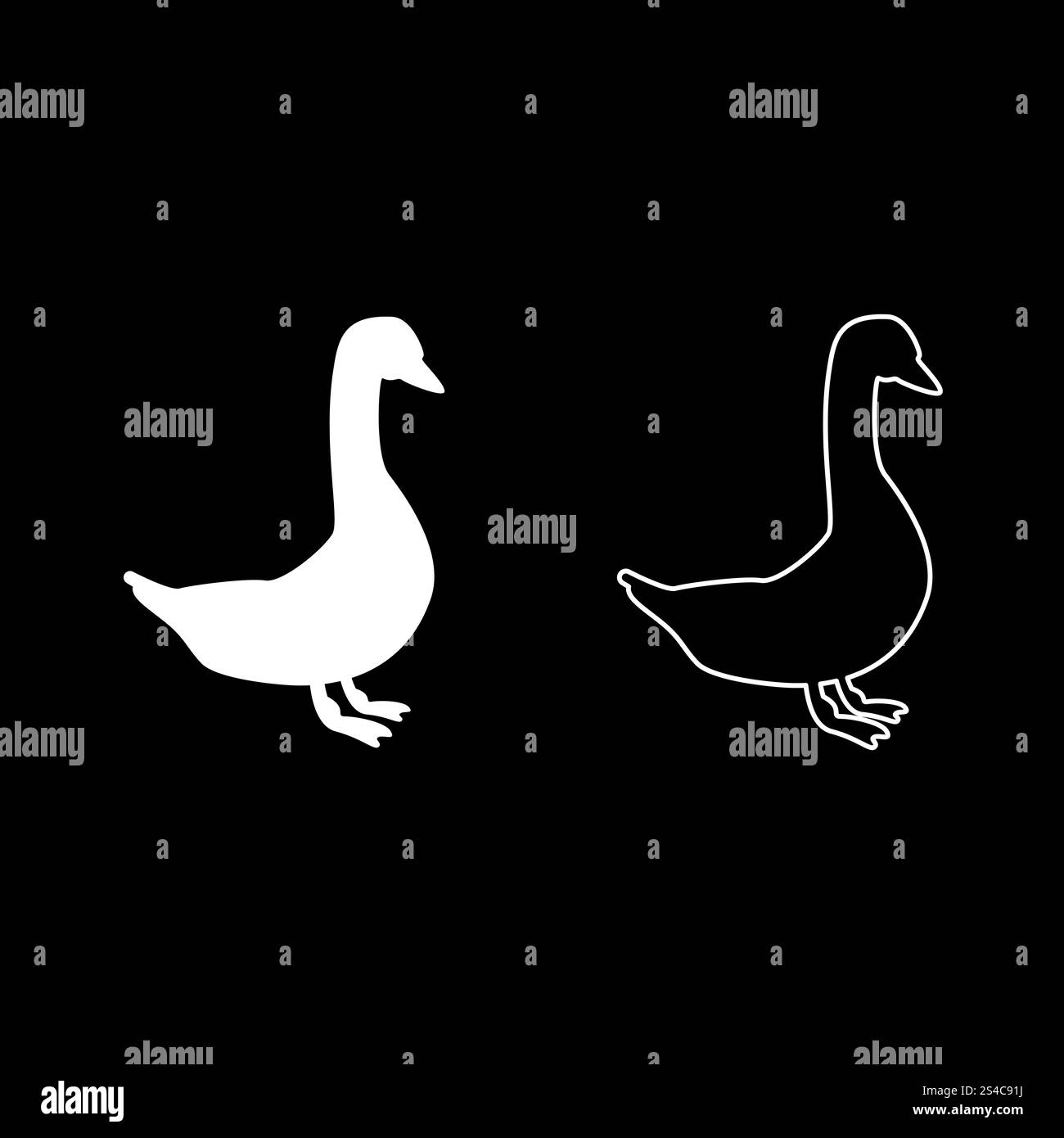 Goose icon set white color vector illustration flat style simple image ...