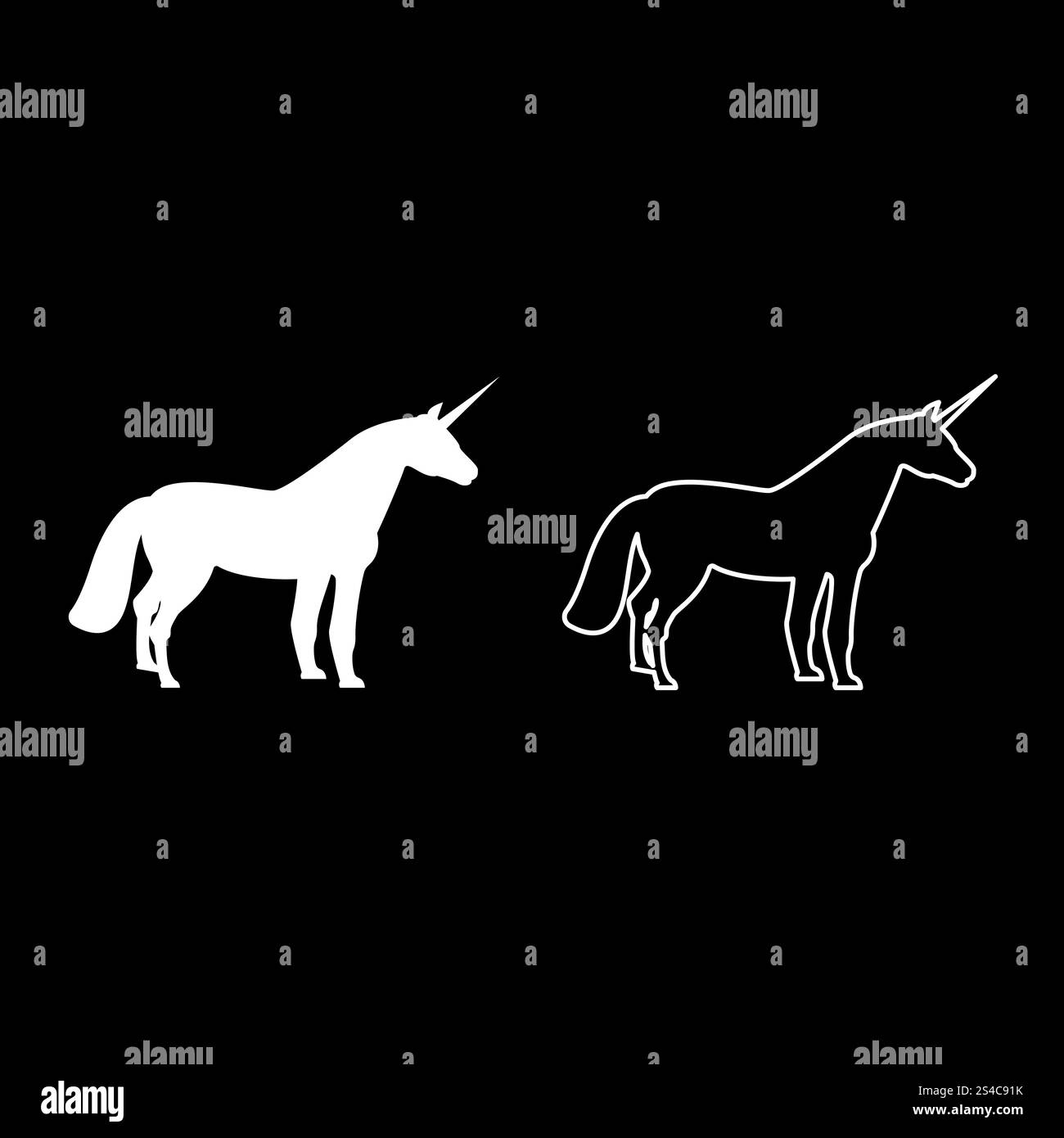 Unicorn icon set white color vector illustration flat style simple ...