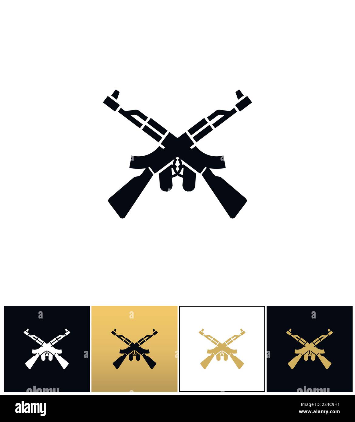 Crossed machine guns like kalashnikov ak47 vector icon. Crossed machine ...