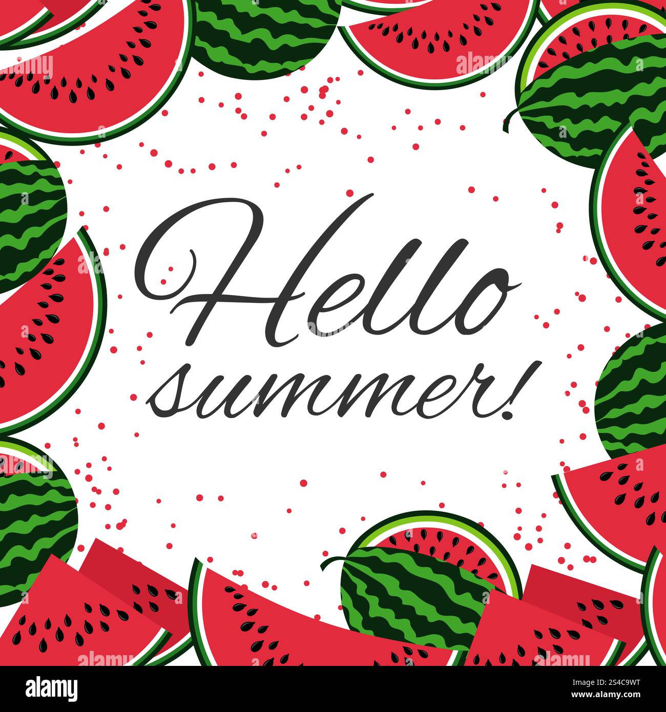 Hello summer with watermelons vector background. Hello summer with ...