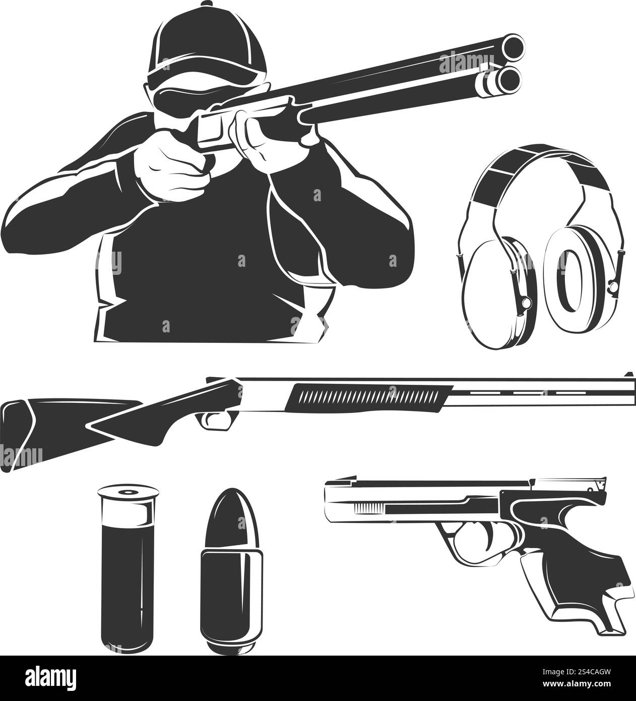 Vector elements for shooting club retro labels, emblems, logos and ...