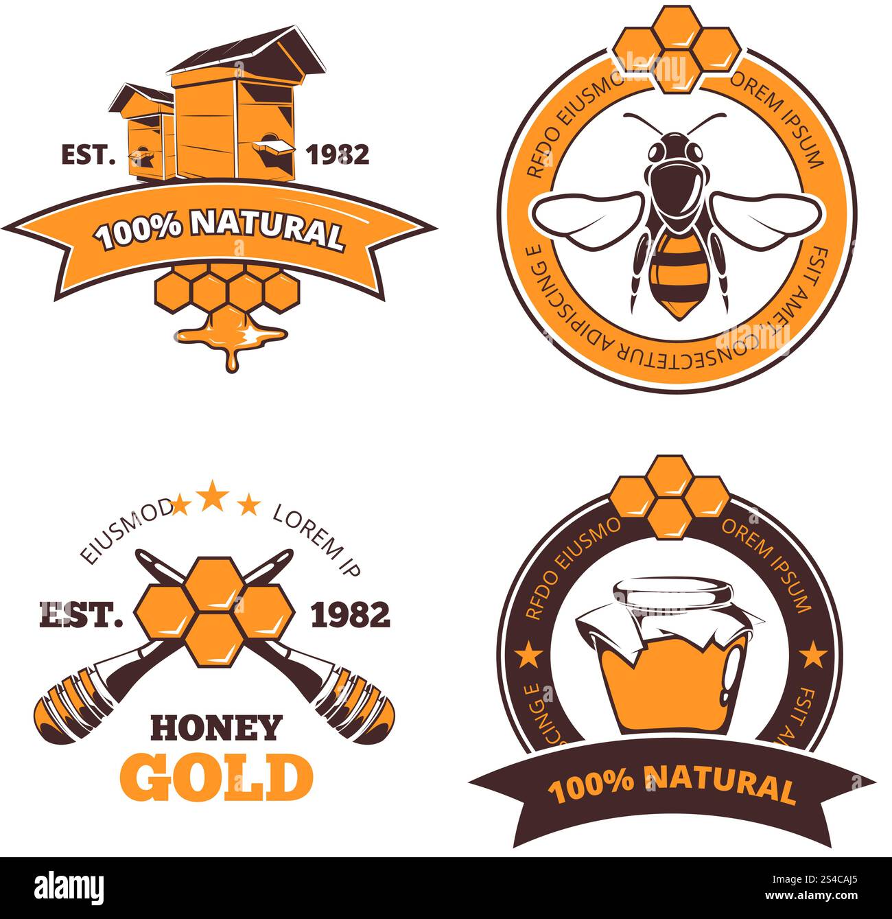 Retro beekeeper, honey vector labels, badges, emblems. Retro beekeeper ...