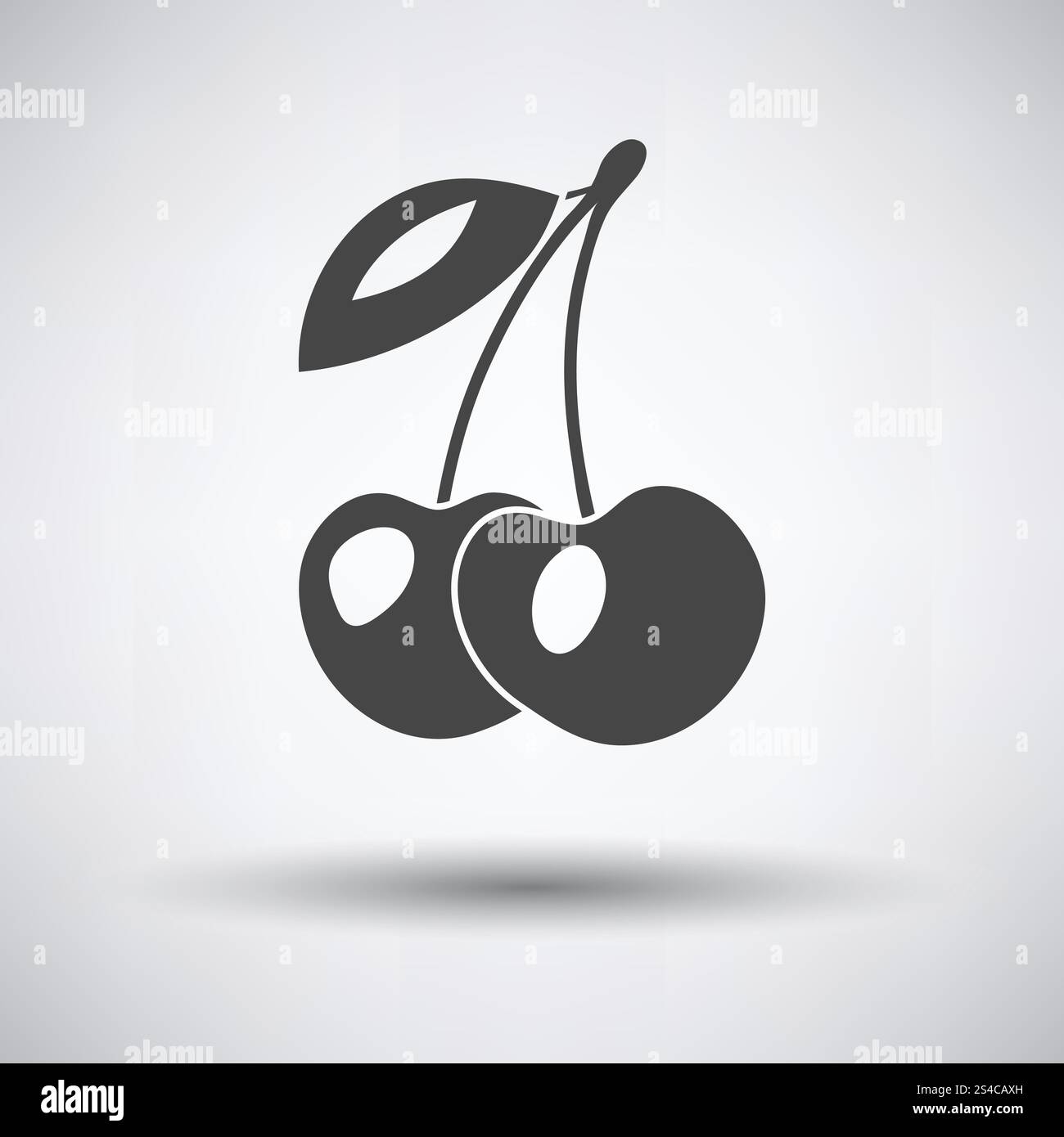 Icon of Cherry. Icon of Cherry on gray background, round shadow. Vector ...